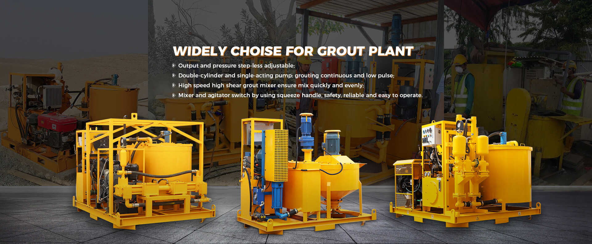 grout mixing and pumping plant, peristaltic hose pump, refractory ...